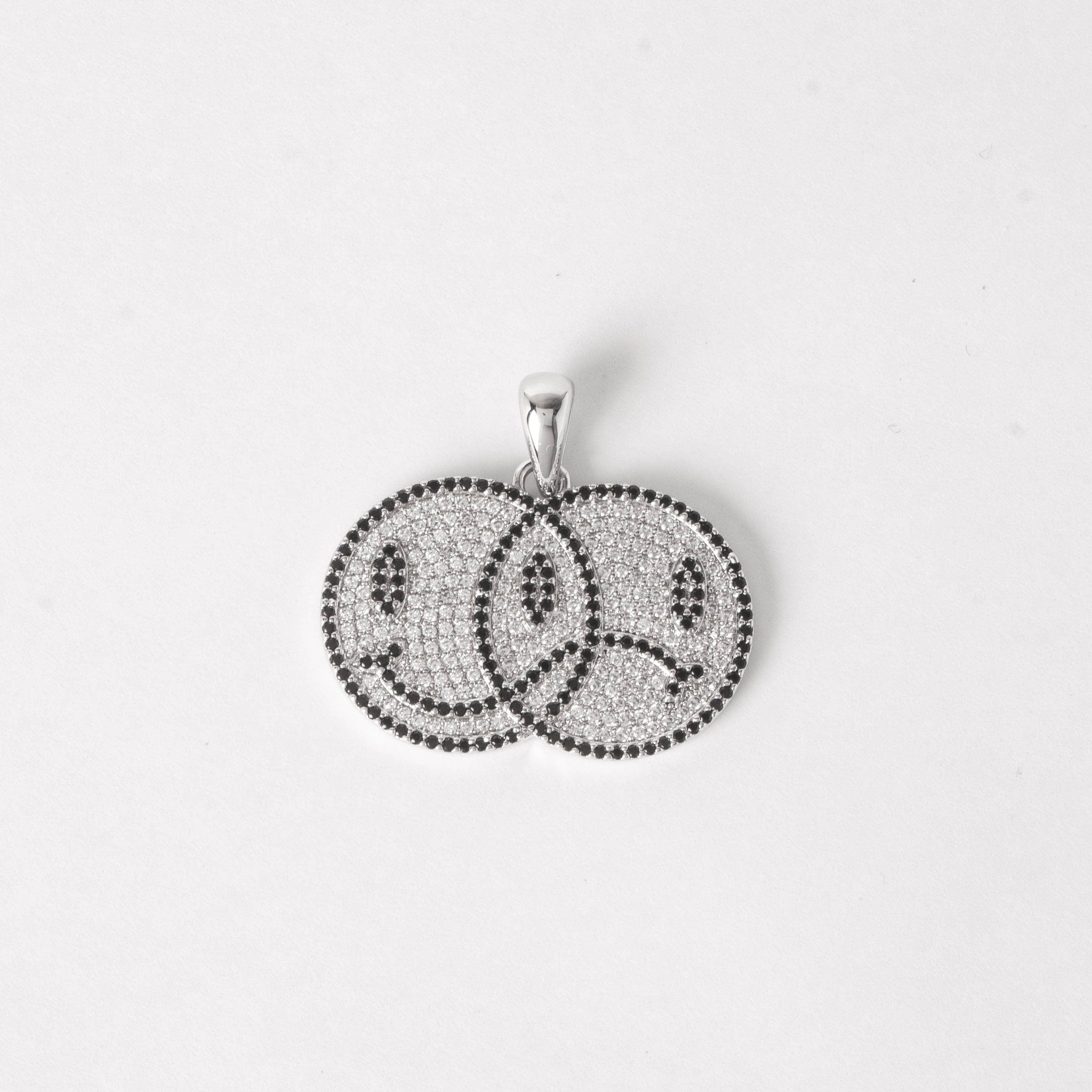 Iced Double Smiley Pendant- Black – ProjektStreet®
